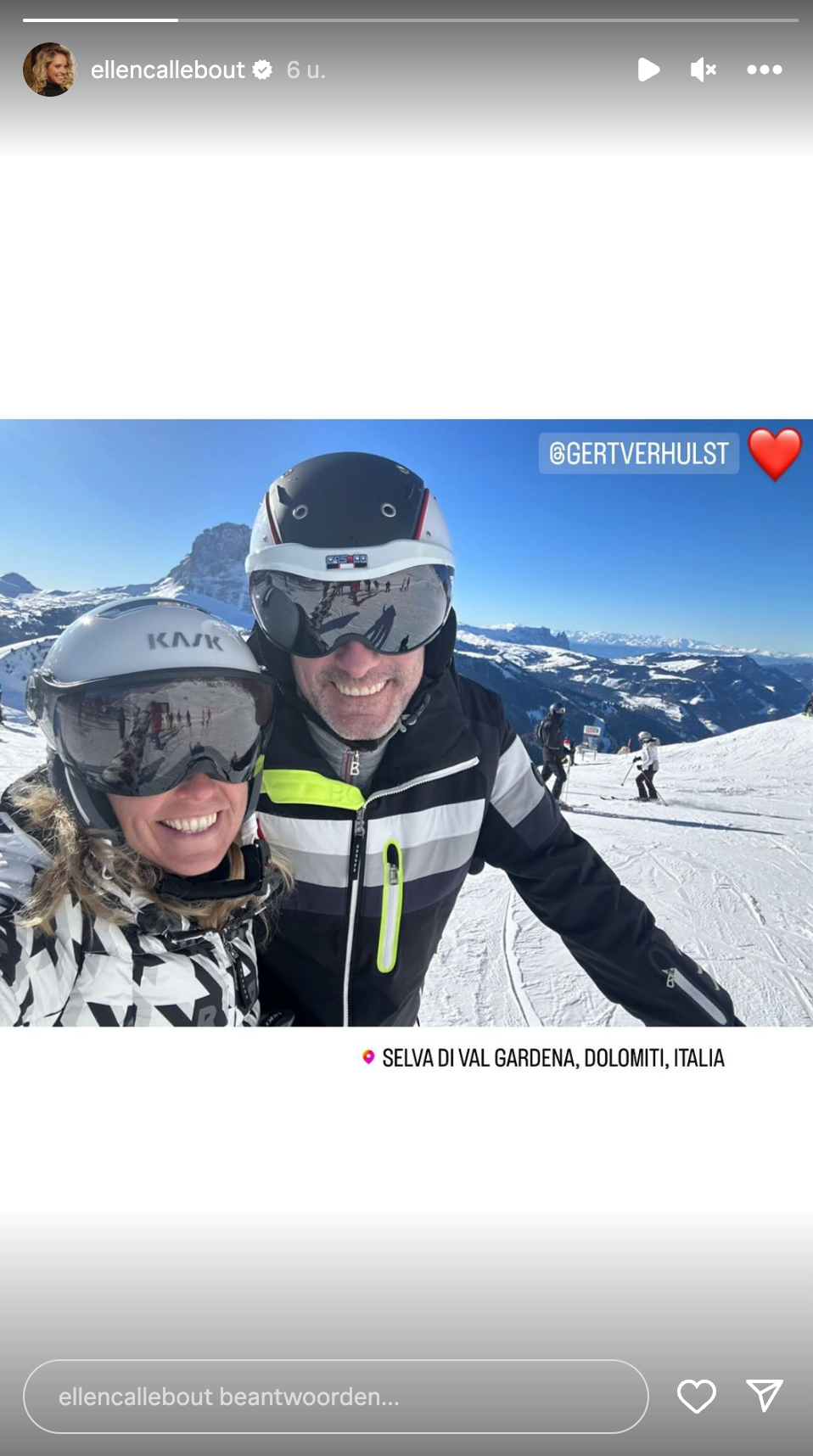 Gert Verhulst en Ellen Callebout delen deze zalige vakantiefoto ...