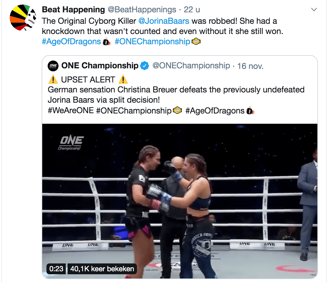 Kickbokser Jorina Baars lijkt bestolen van winst in China | Vechtsport info