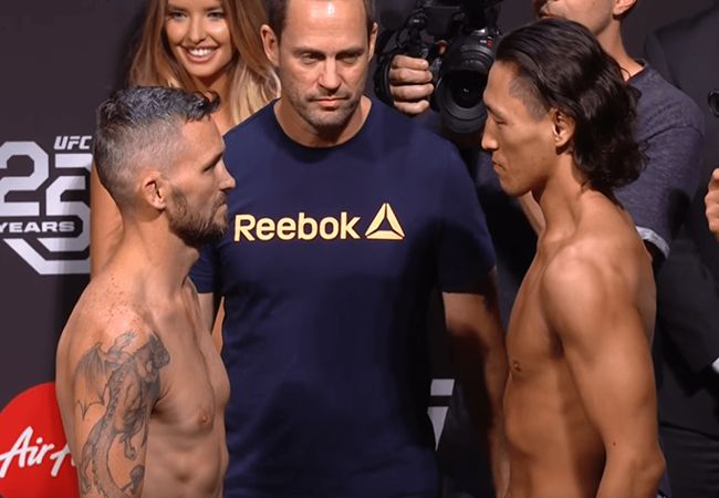 UFC MMA vechter Dong Hyun Kim wint partij ondanks gebroken been