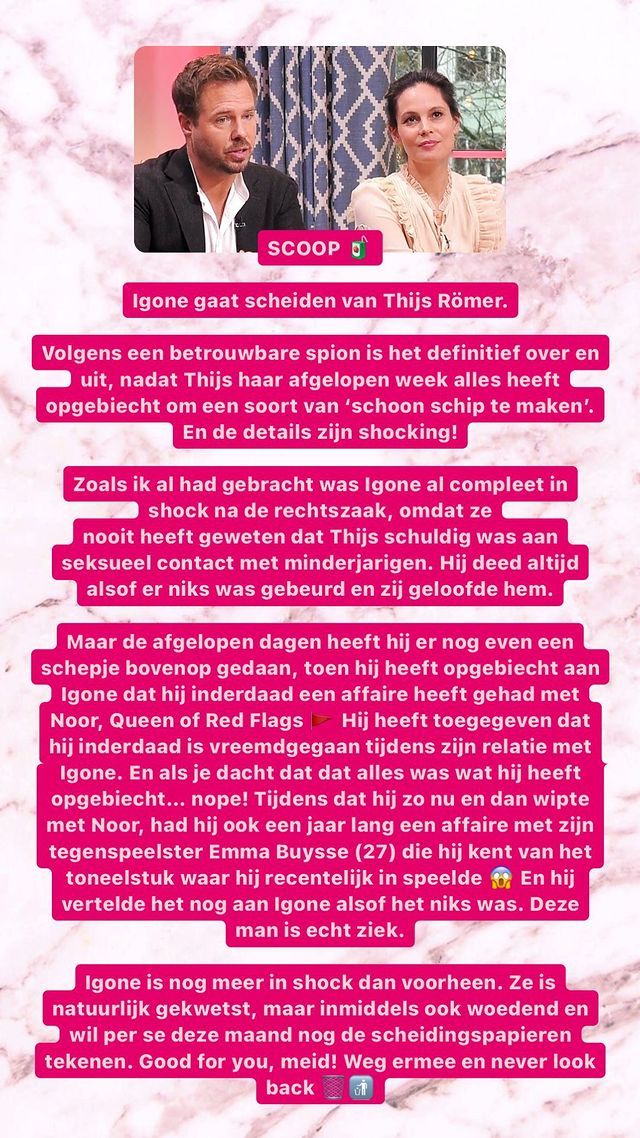 Thijs Römer biecht nog een andere bijvrouw op en nu wil Igone de Jongh ...