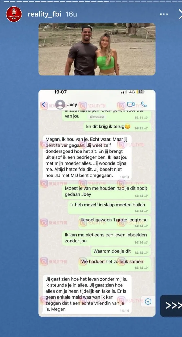 EOTB-Joey reageert in video woedend op Megan die in Cherso feest ...