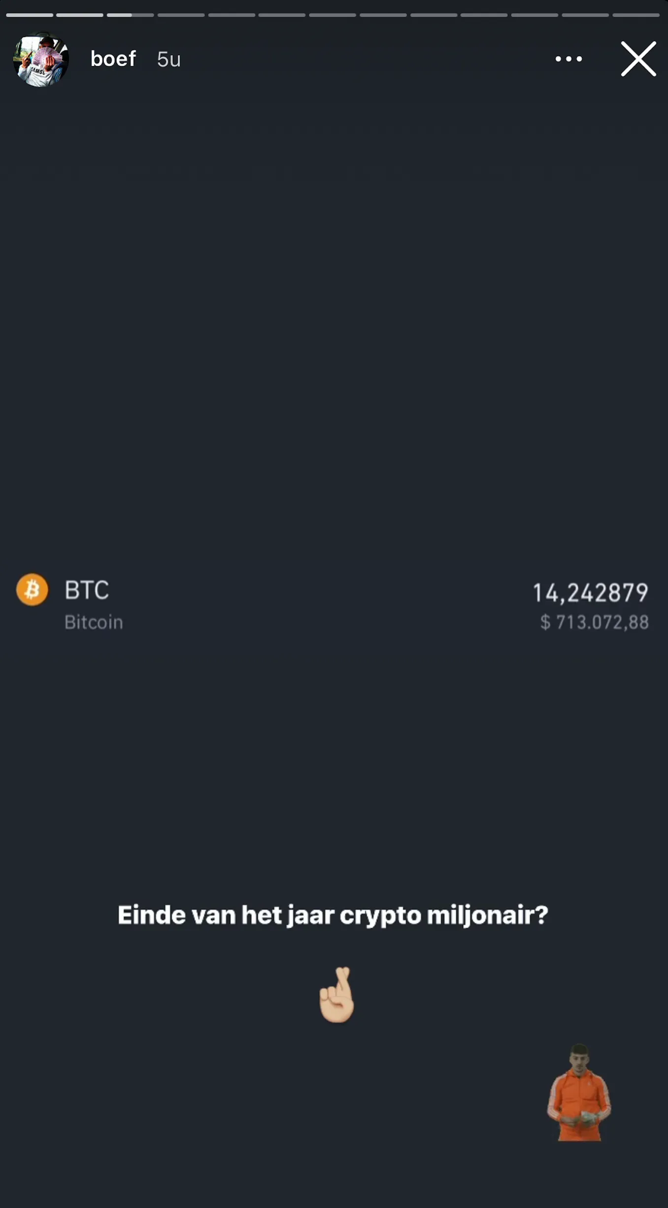 Boef laat bitcoinvermogen zien: "Einde van het jaar crypto miljonair?"