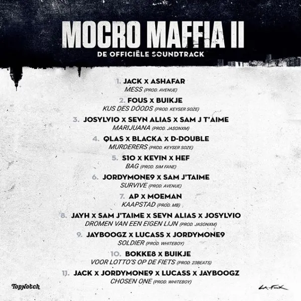 Tracklist: Mocro Maffia II met o.a. Jack, Ashafar, Sevn Alias, Josylvio ...