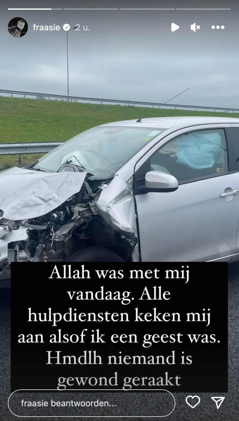 Fraasie betrokken bij ernstig ongeluk: "Besef me goed dat ik nu ...