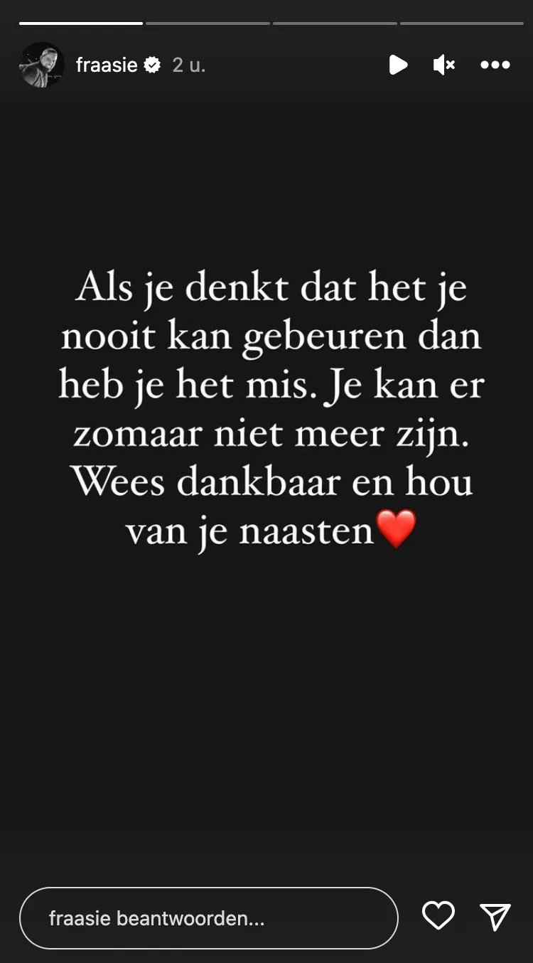 Fraasie betrokken bij ernstig ongeluk: "Besef me goed dat ik nu ...