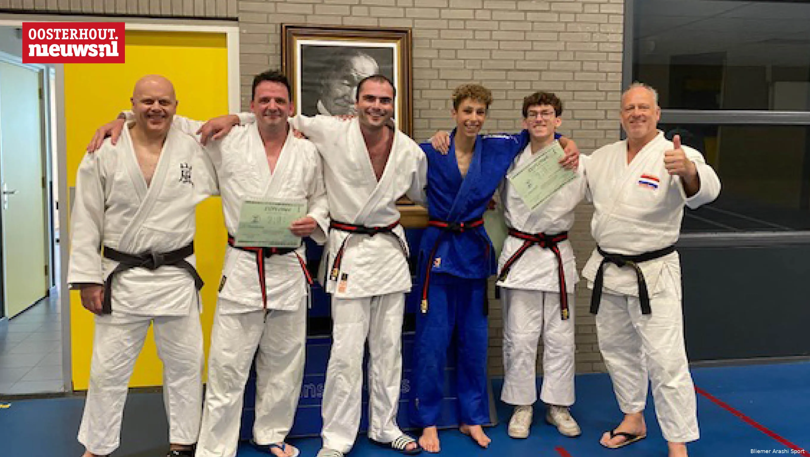 Zwarte band judo voor Bram, Robbin en Mark