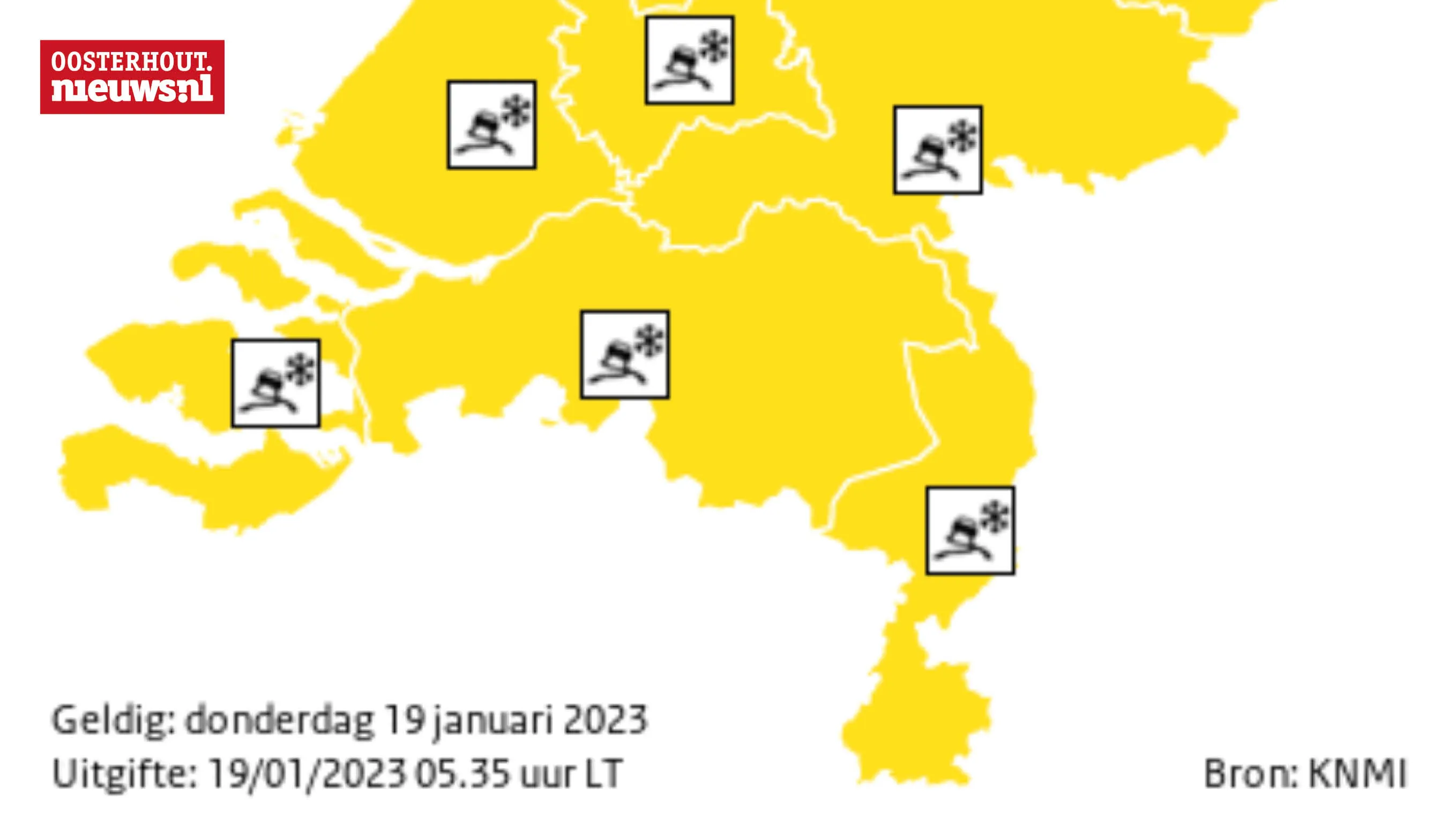 Code geel voor winterse buien met kans op gladheid