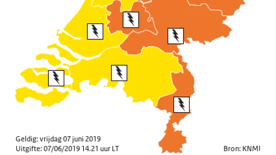 Opnieuw geeft het KNMI code geel af voor onweer Opnieuw geeft het KNMI code geel af voor onweer