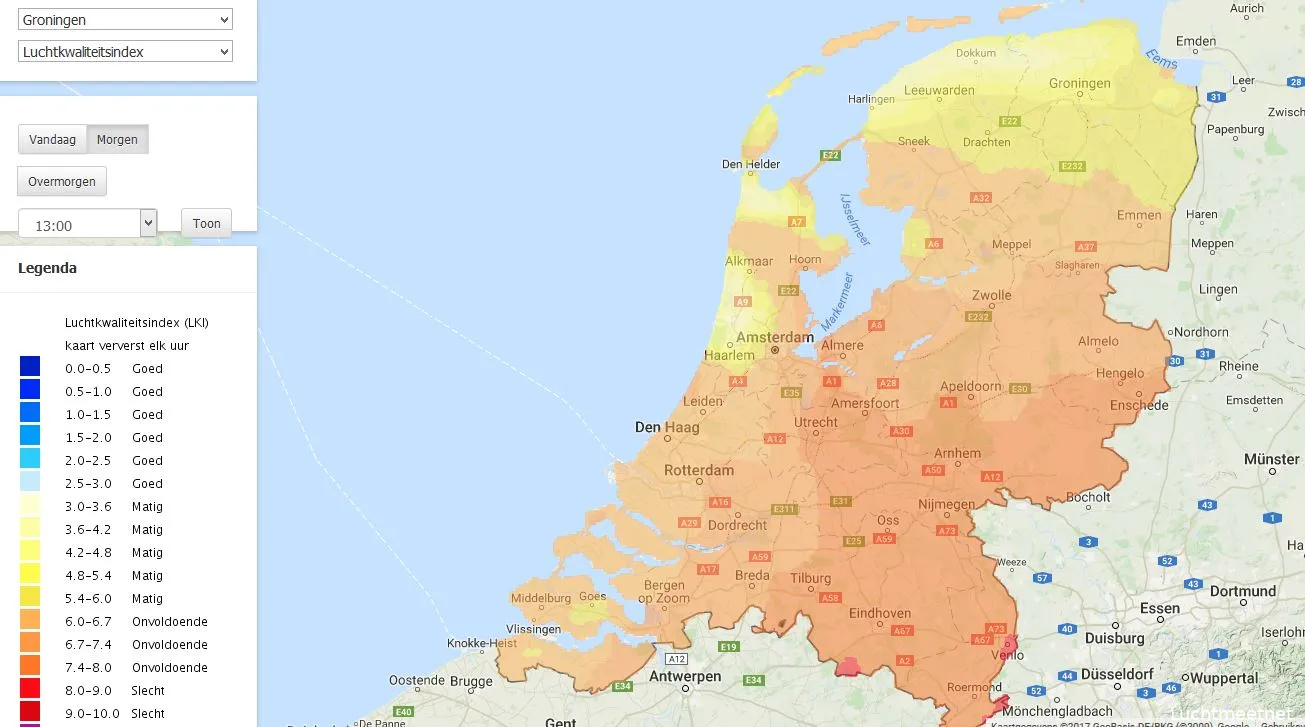 Kans op matige smog door ozon