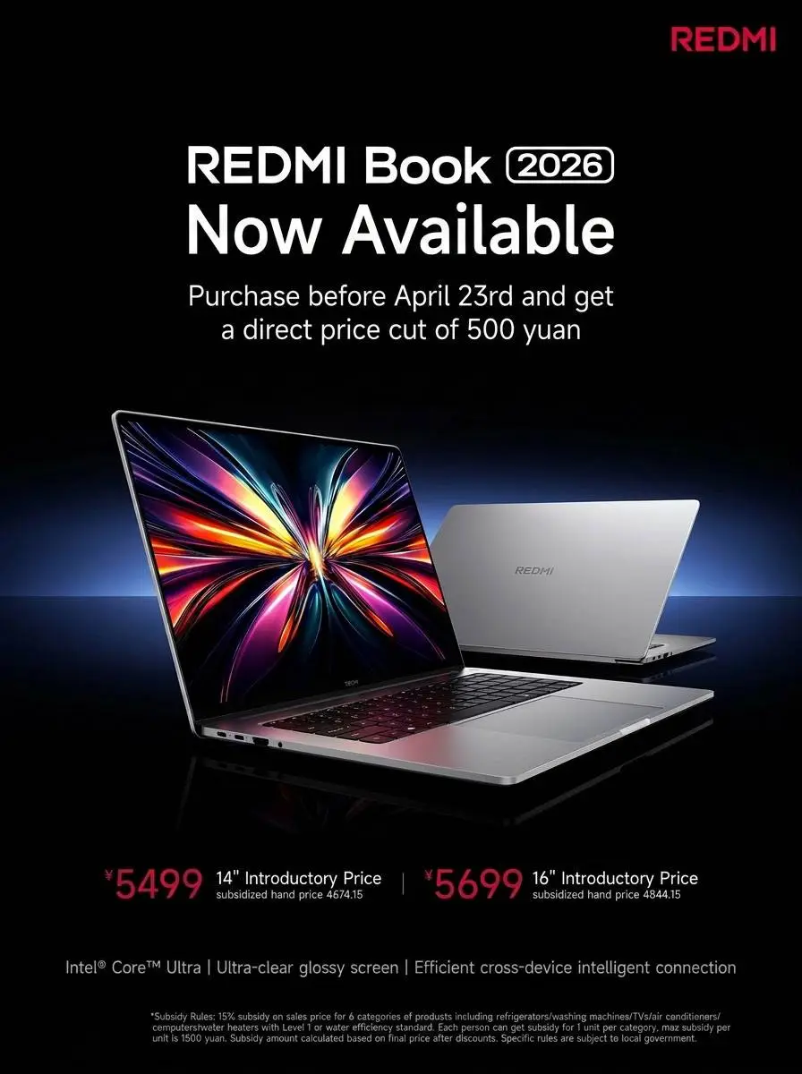 REDMI Book 2026 Series Launched: 14 and 16-Inch Laptops With Intel Core ...