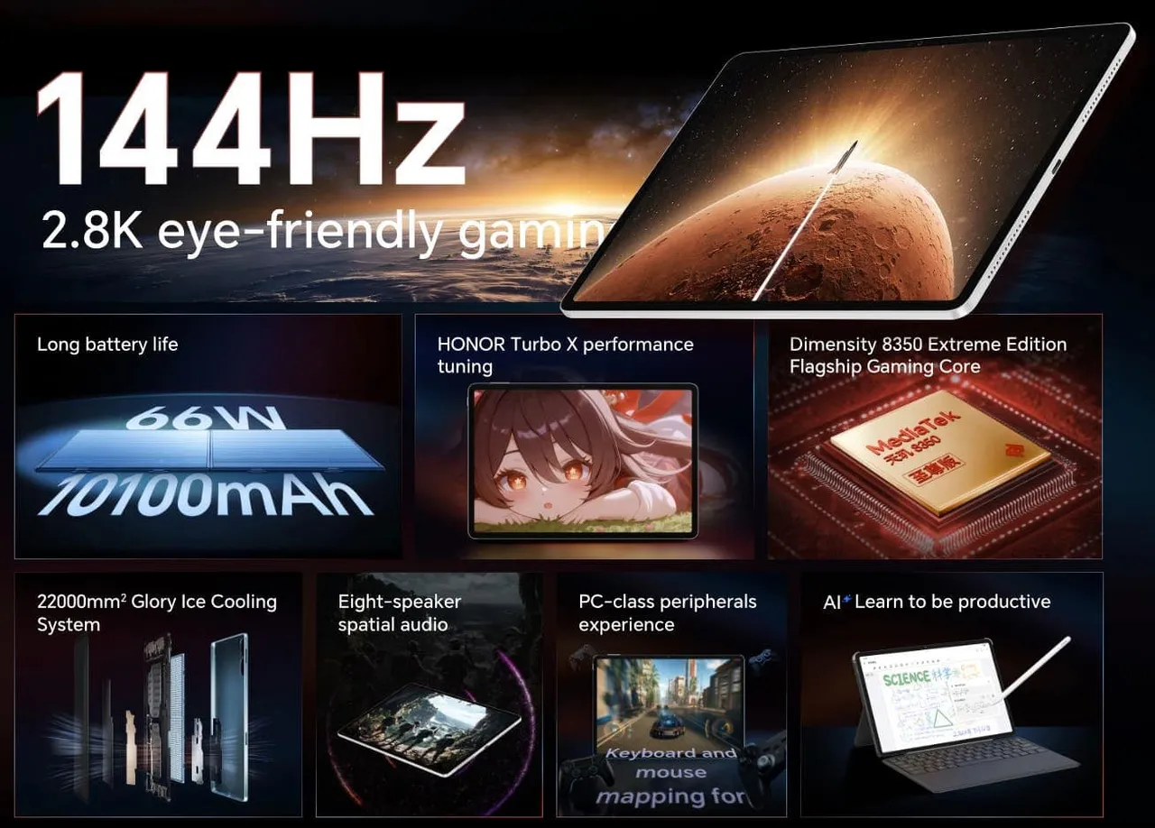 Honor Pad GT Launches with 144Hz Display and Eight-Speakers