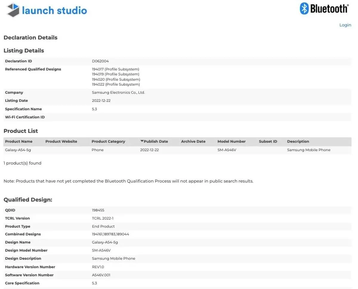 Samsung Galaxy A54 5G visits Bluetooth SIG certification website
