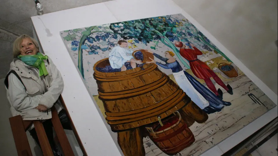 Inge Mulder schildert prachtig Middeleeuws tafereel voor wijnkelder van ...