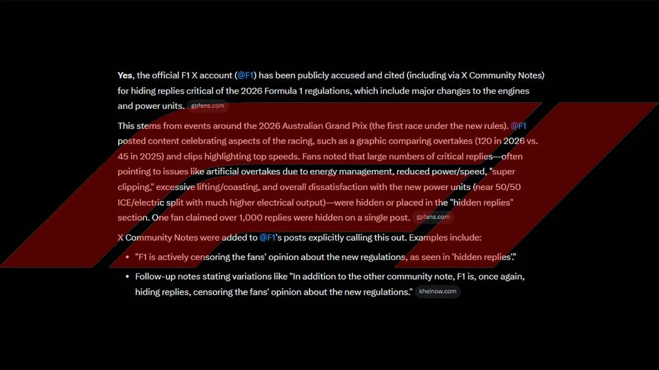 Formula 1 triggers backlash over hidden replies on social media posts ...