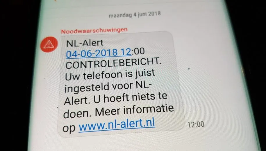 Let op! Rond 12 uur krijg je een NL-alert testbericht!