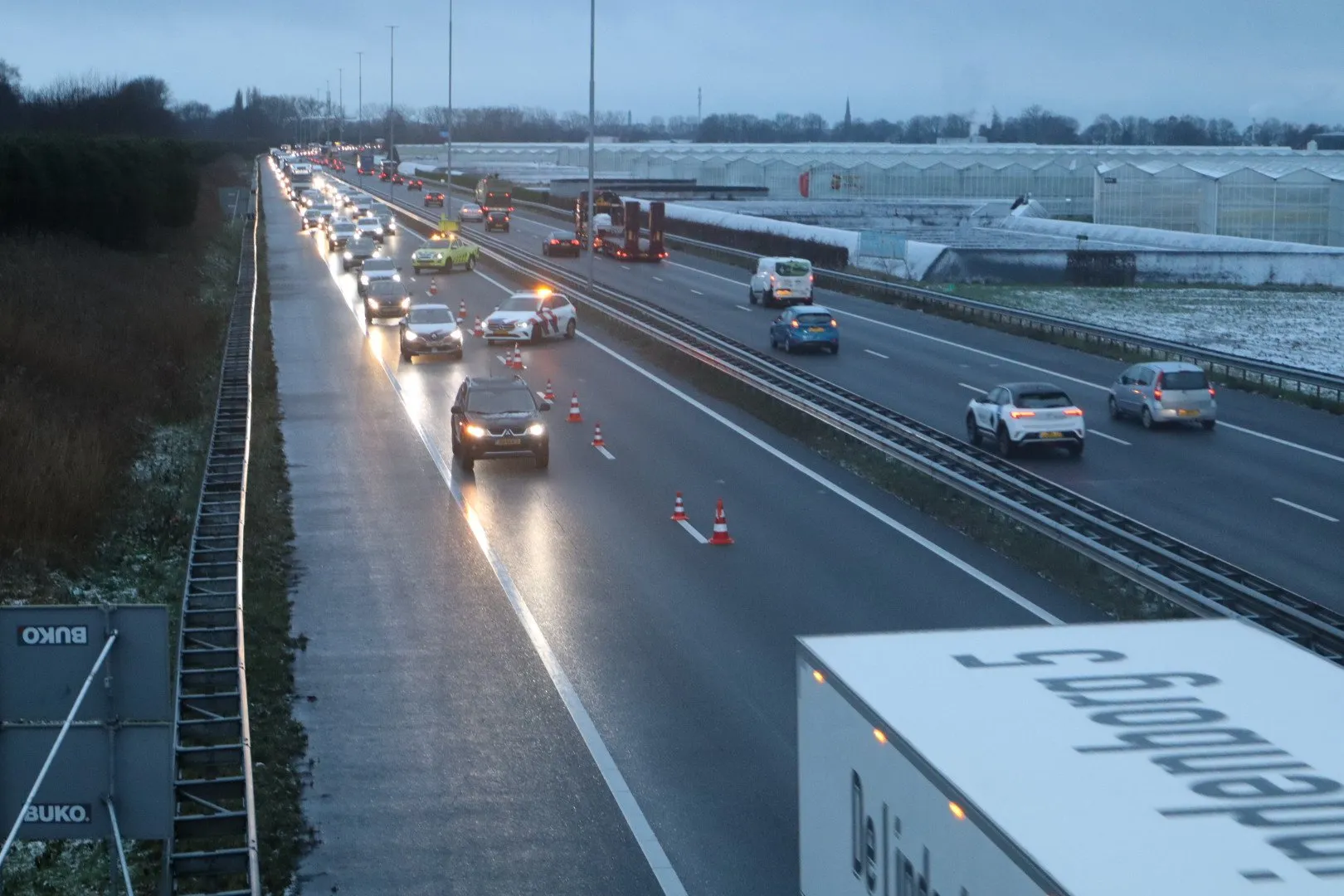 Waarschuwing gladde wegen door bevriezing