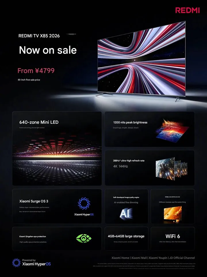 Xiaomi Launches Redmi TV X 2026, a Big Screen with Smart Features