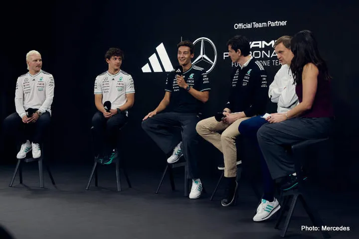 GRANDPRIX247 | Russell and Antonelli step out in new Mercedes F1 teamwear