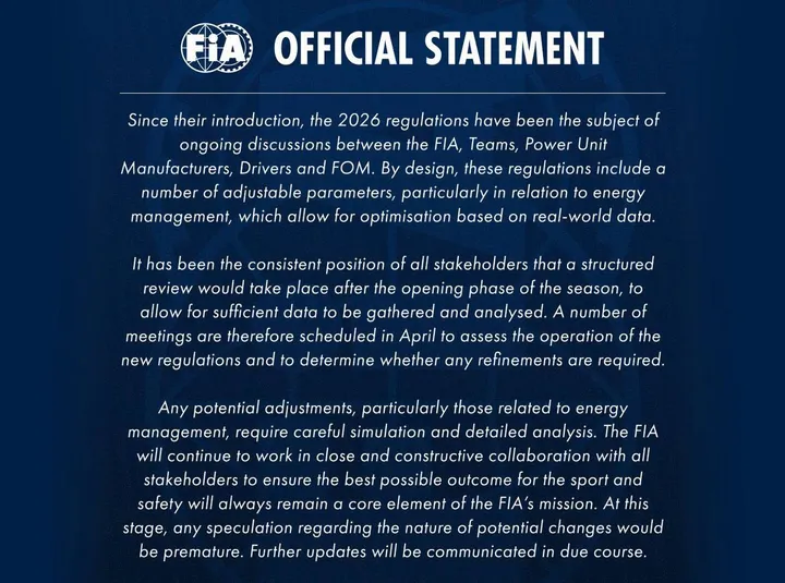 FIA confirm 2026 Formula 1 rules review locked in as concerns grow ...
