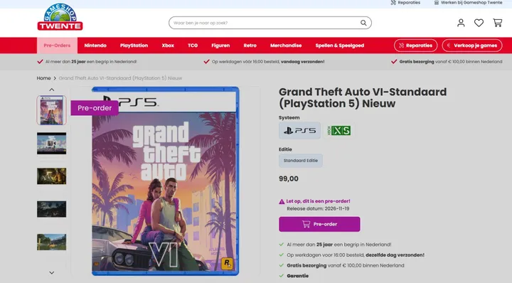 Eerste pre-order voor GTA 6 gespot: game nu vooruit te bestellen